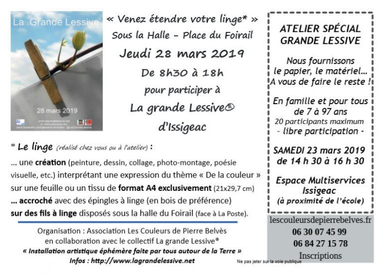 Atelier Spécial "Grande Lessive" - Samedi 23 mars - Les Couleurs de ...